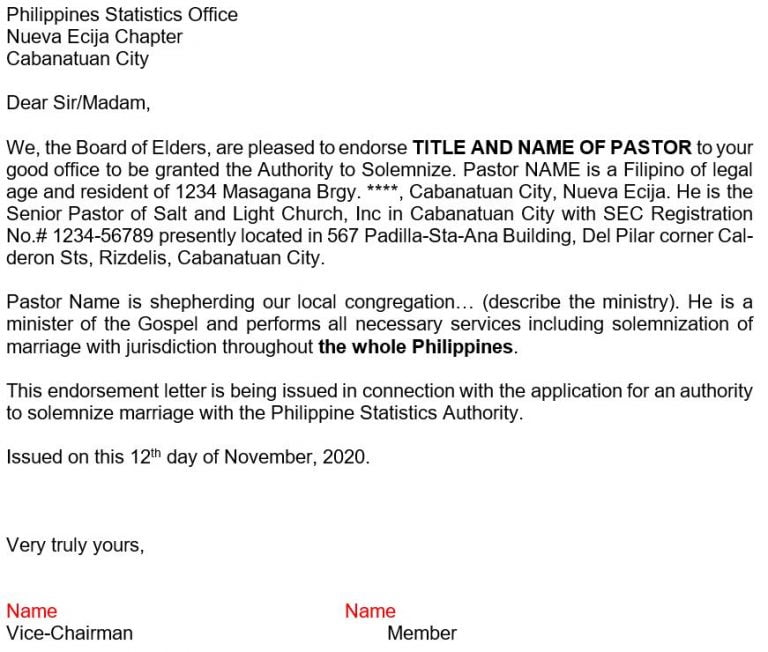 CRASM for Filipino Pastors- Application for Registration of Authority ...